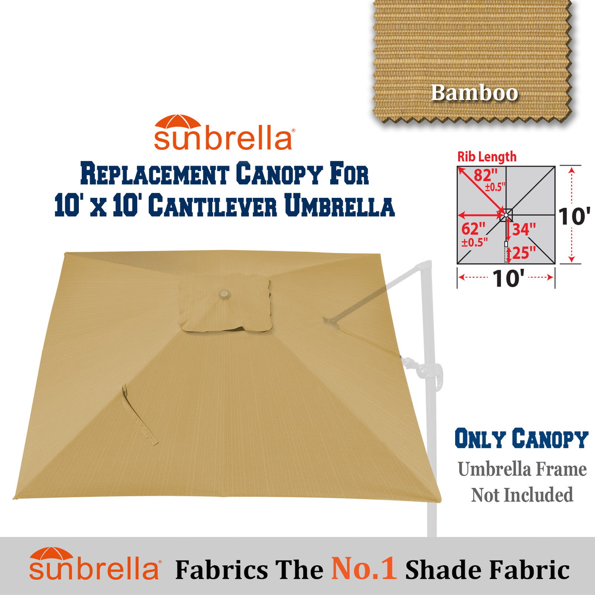 Sunbrella Replacement Canopy Cantilever Umbrellas Cover for 10' x 10 ...